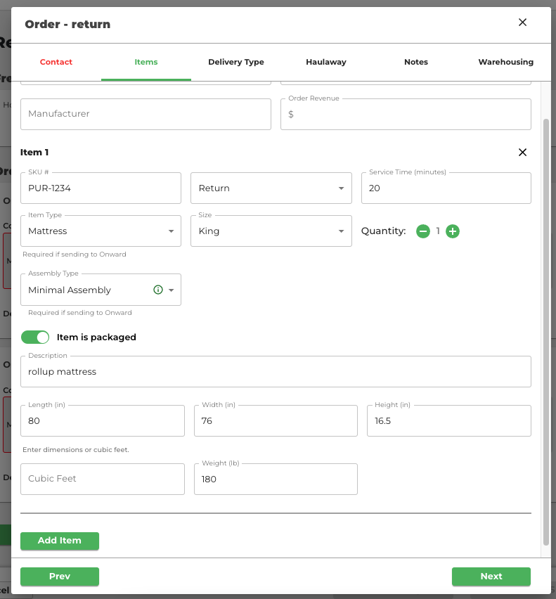 Manually Entering Orders